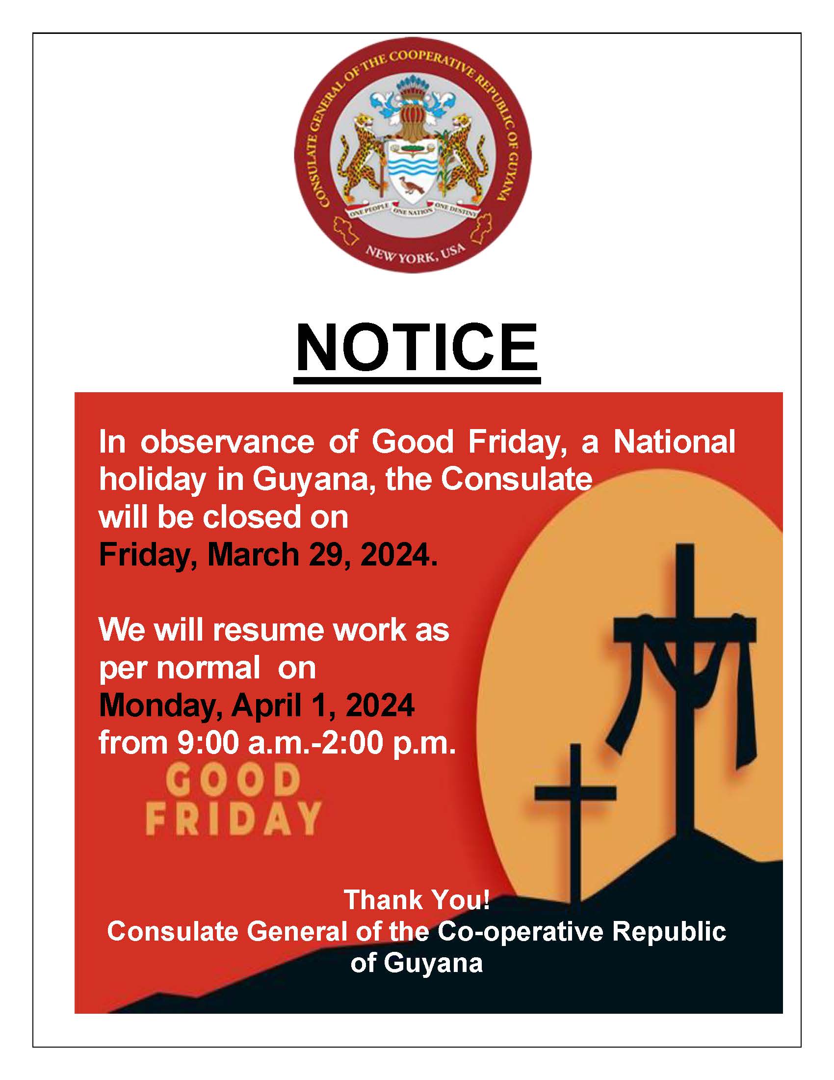 Good Friday 2024 Notice